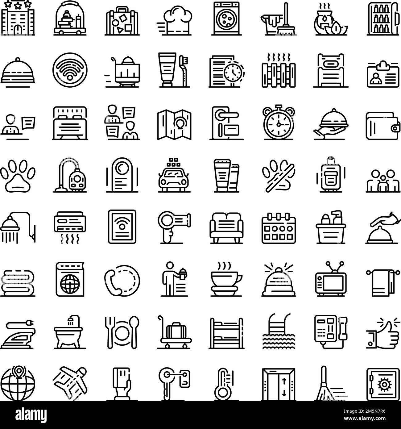Room service icons set. Outline set of room service vector icons for ...