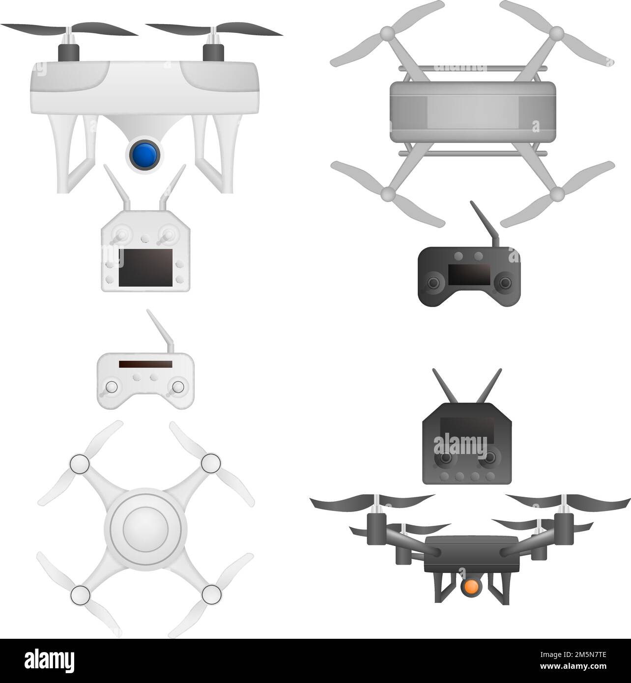 Drone icons set. Realistic set of drone vector icons for web design ...