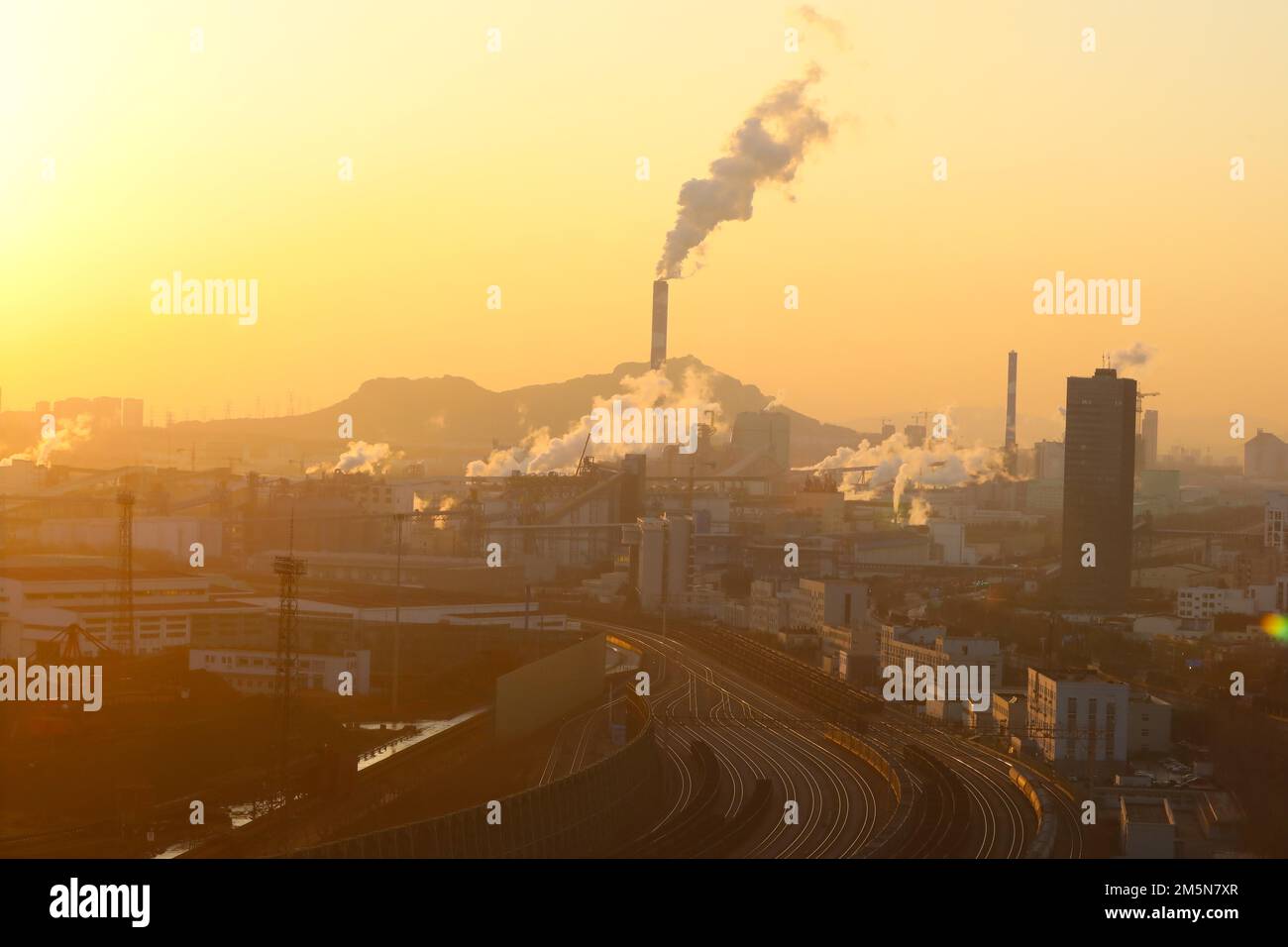 Aerial photo shows the busy scene of Rizhao Port in Rizhao City, east ...