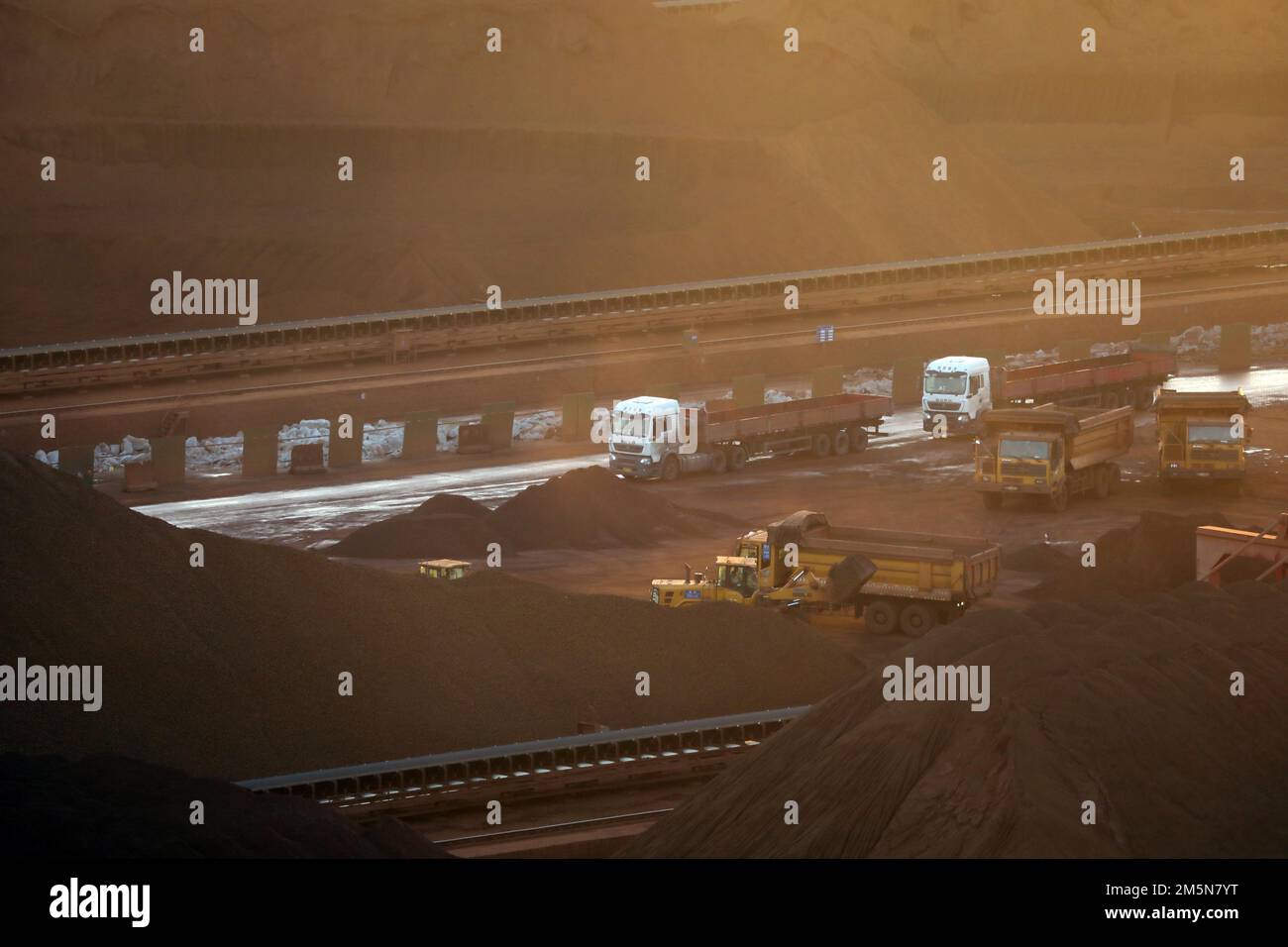 Aerial photo shows the busy scene of Rizhao Port in Rizhao City, east ...