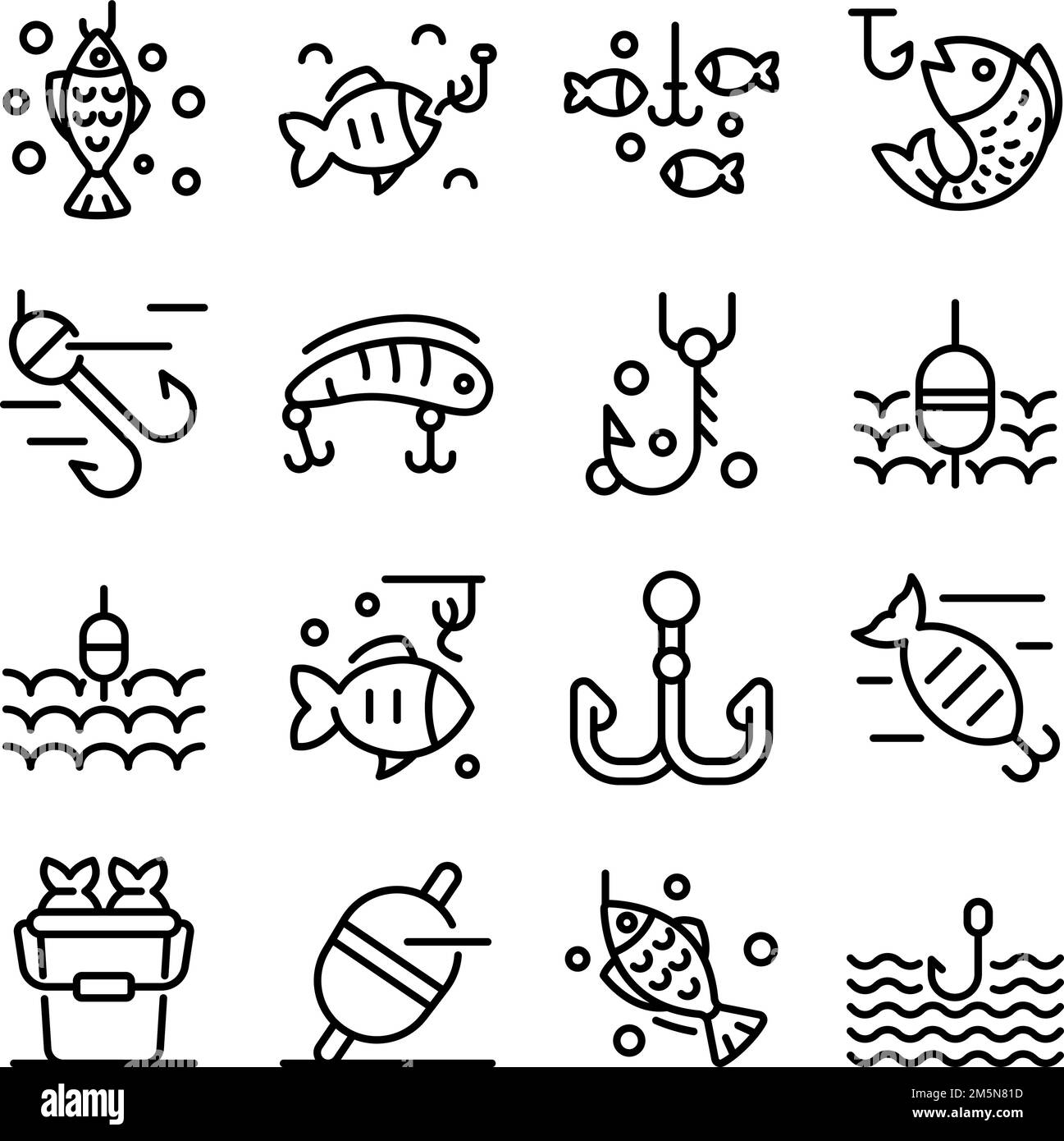 Fish bait icons set. Outline set of fish bait vector icons for web ...
