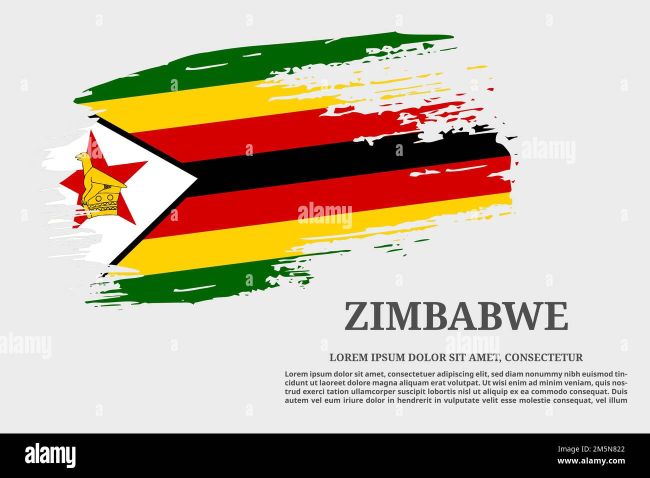 Zimbabwe flag grunge brush and text poster, vector Stock Vector Image ...