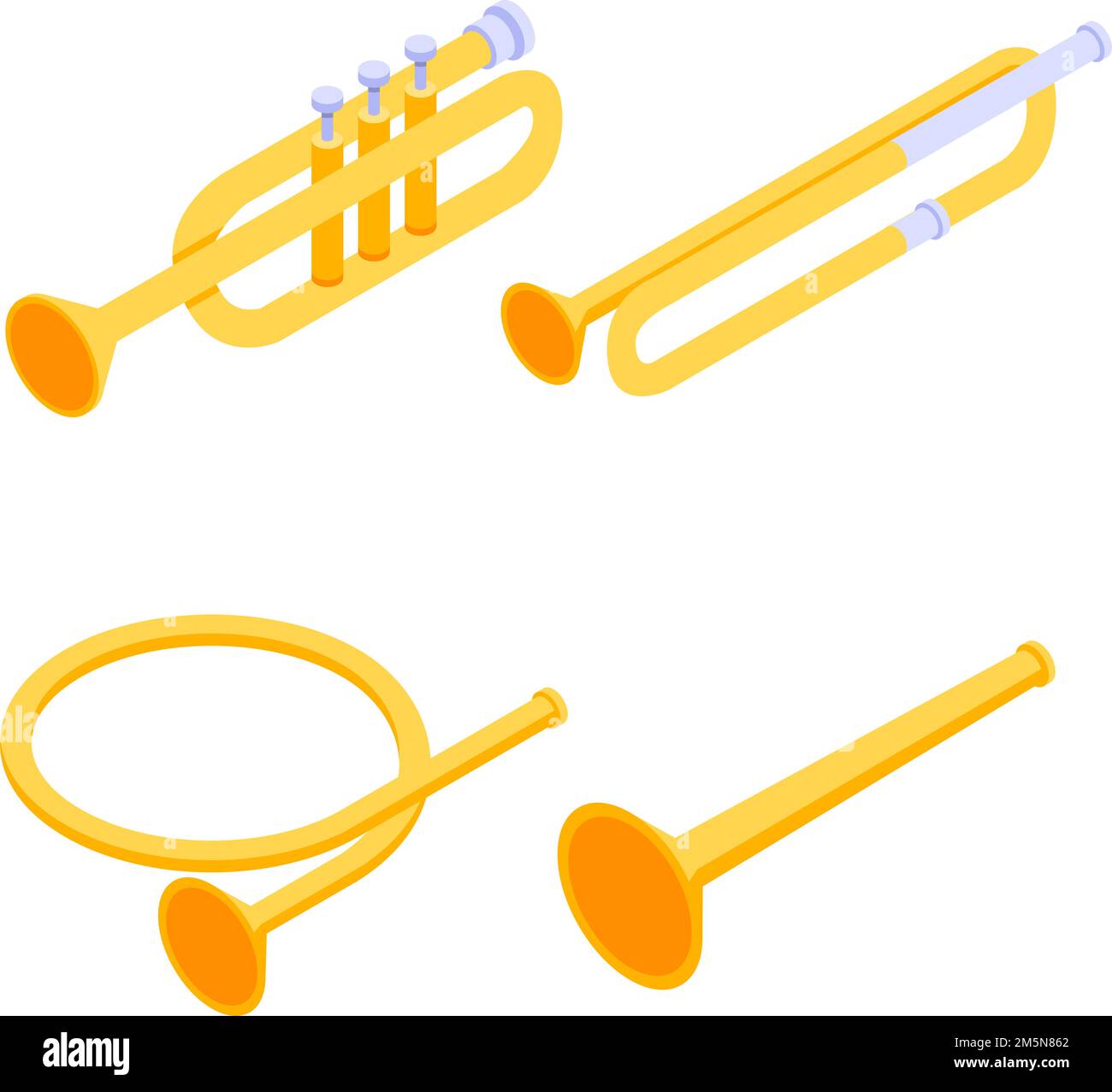 Trumpet icons set. Isometric set of trumpet vector icons for web design ...