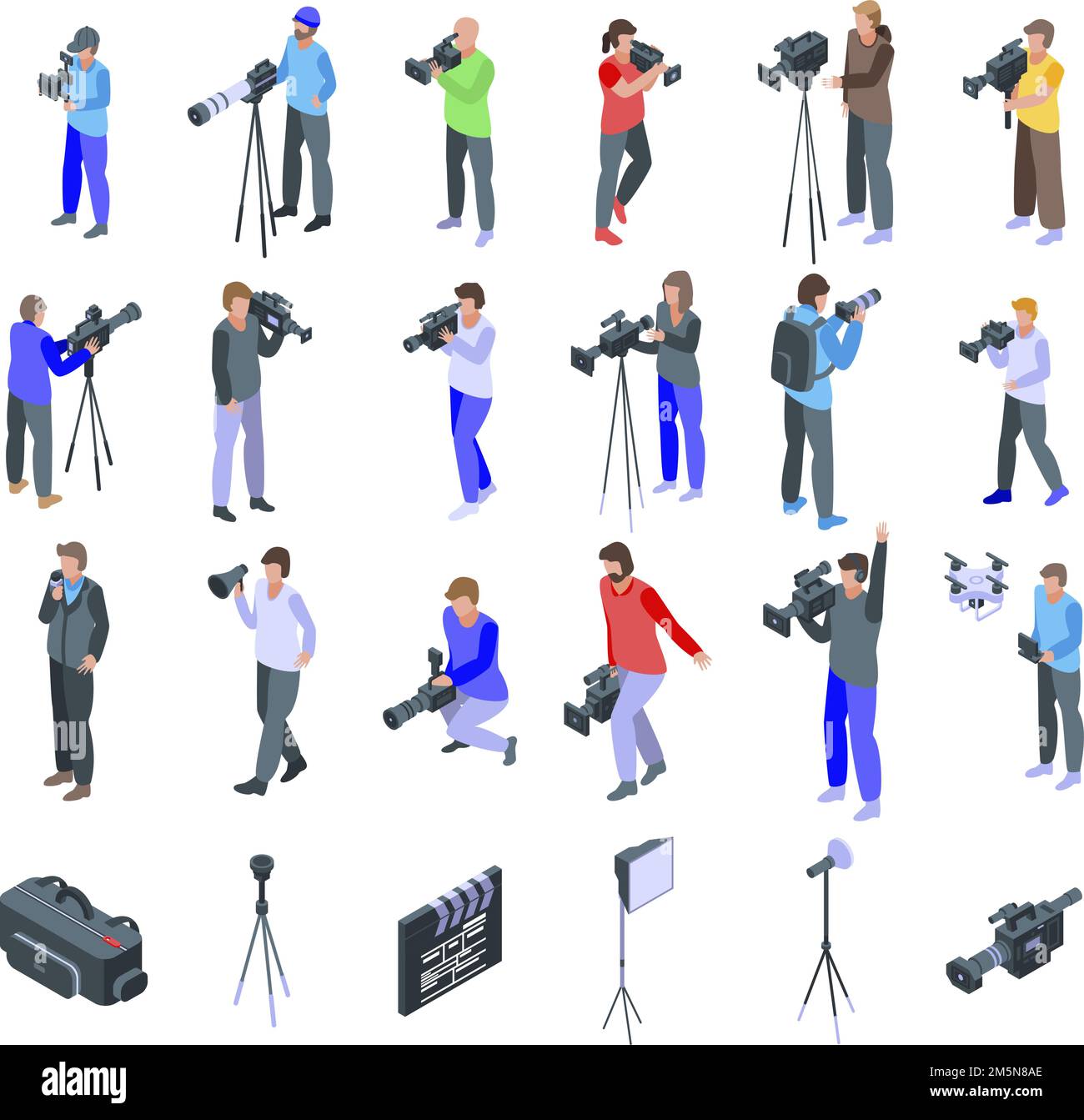 Cameraman icons set. Isometric set of Cameraman vector icons for web ...