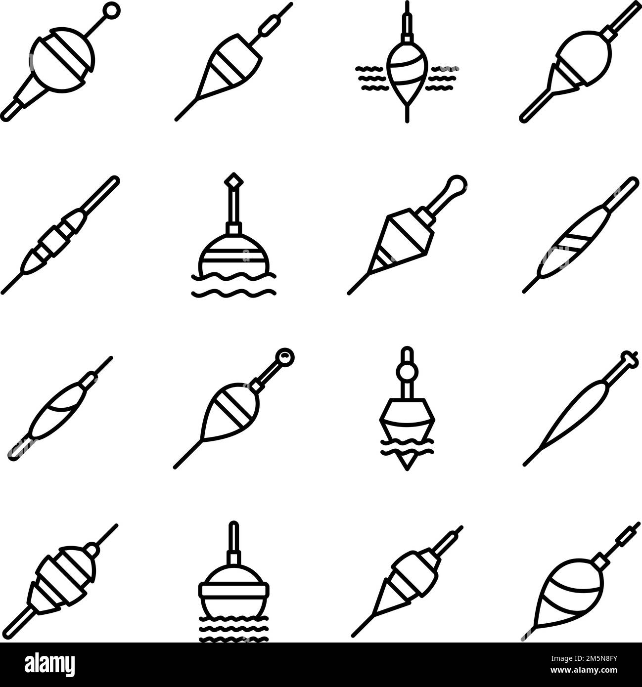 Bobber Icons Set Outline Set Of Bobber Vector Icons For Web Design Isolated On White Background