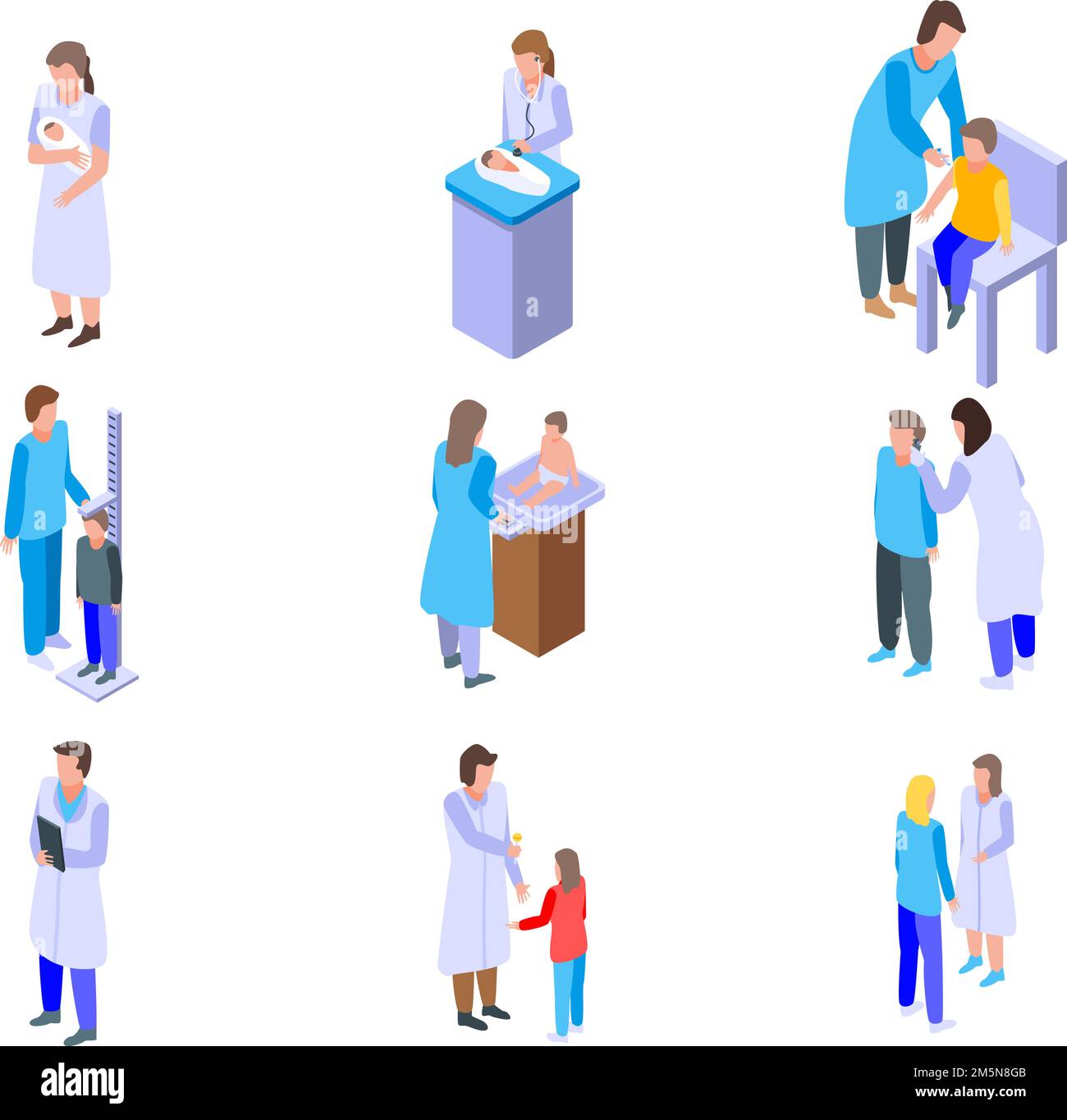 Pediatrician icons set. Isometric set of pediatrician vector icons for ...
