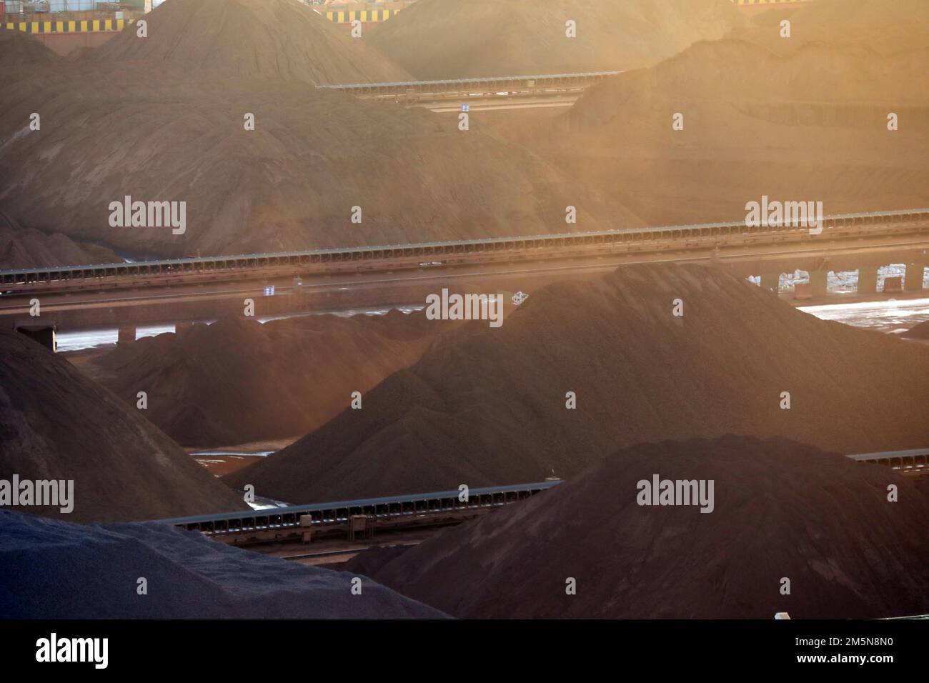 Aerial photo shows the busy scene of Rizhao Port in Rizhao City, east ...