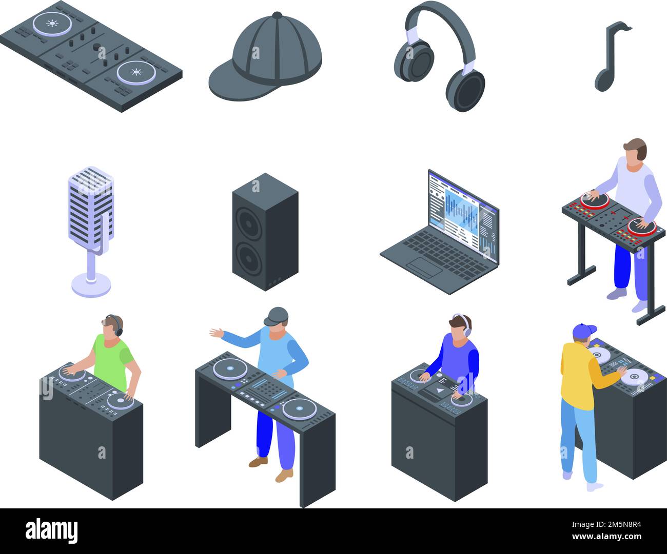 Dj icons set. Isometric set of dj vector icons for web design isolated ...