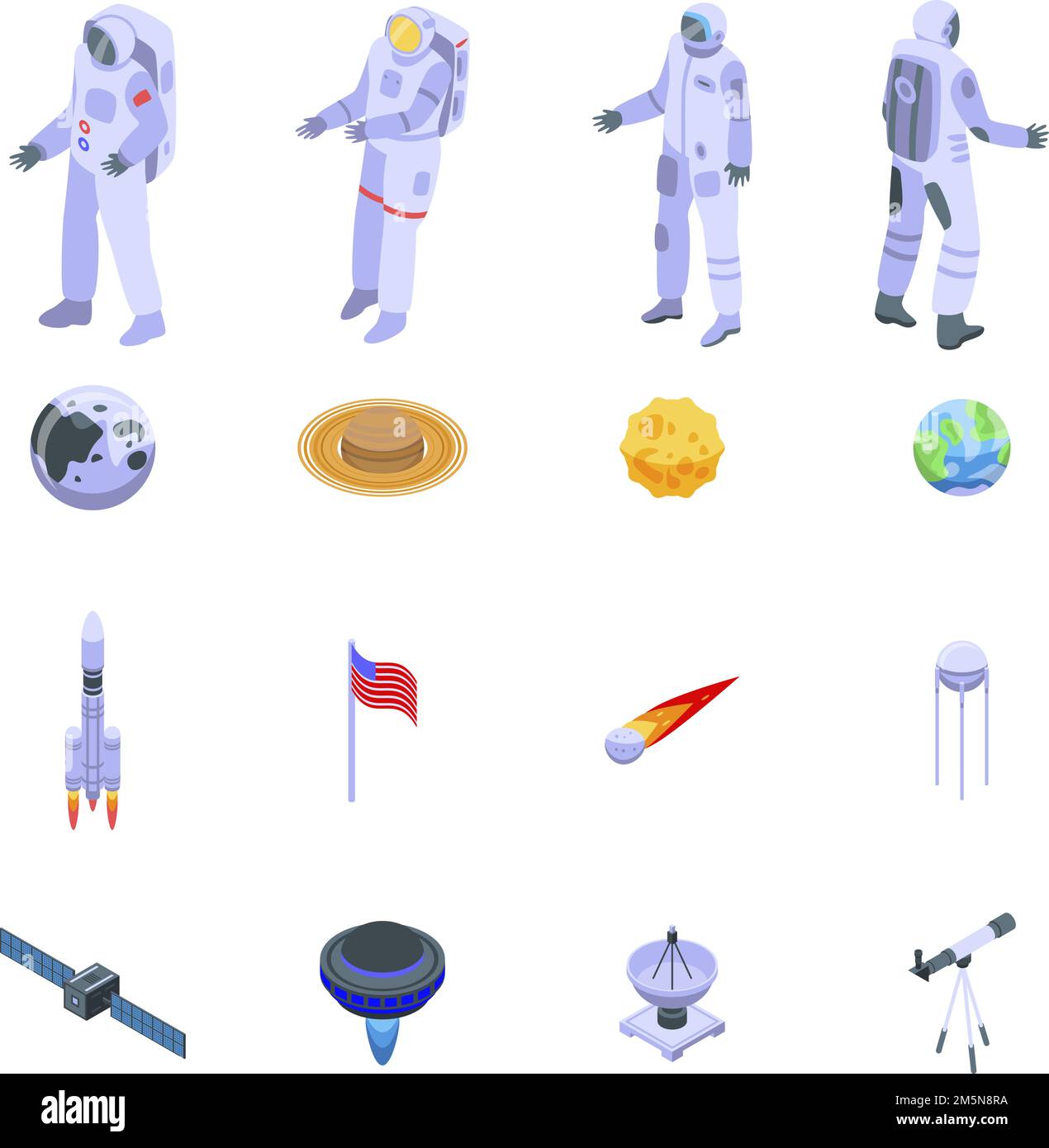 Astronaut icons set. Isometric set of astronaut vector icons for web ...