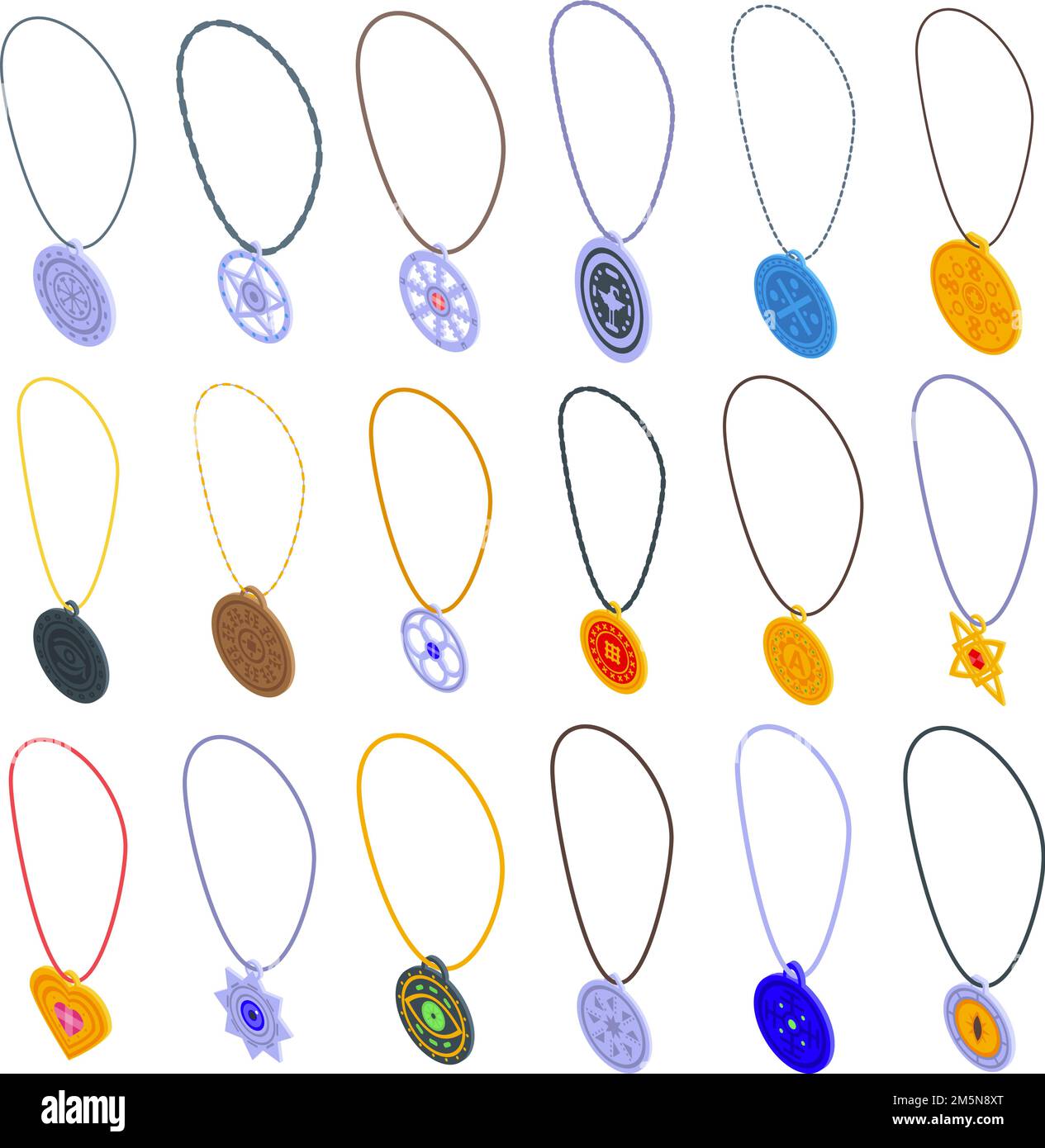 Amulet icons set. Isometric set of amulet vector icons for web design ...