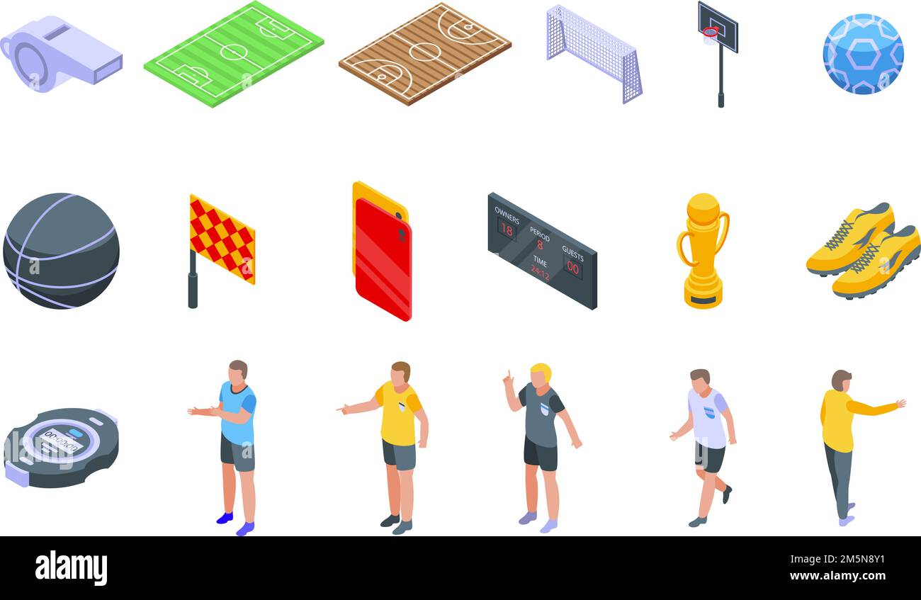 Referee icons set. Isometric set of referee vector icons for web design ...