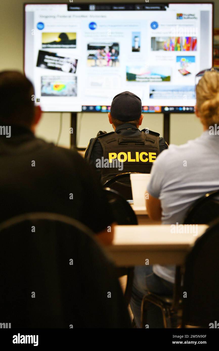 First responders listen to a FirstNet presentation March 29, 2022 ...