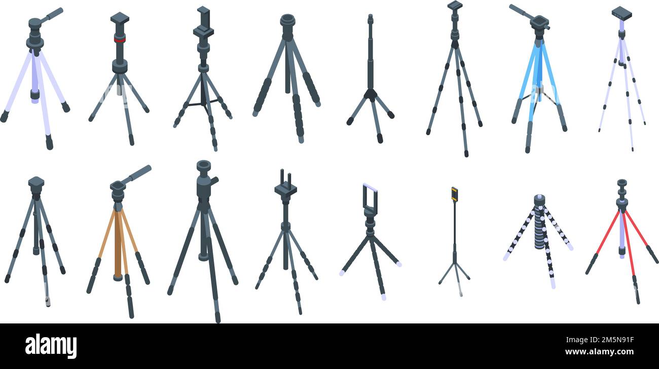 Tripod icons set. Isometric set of tripod vector icons for web design ...