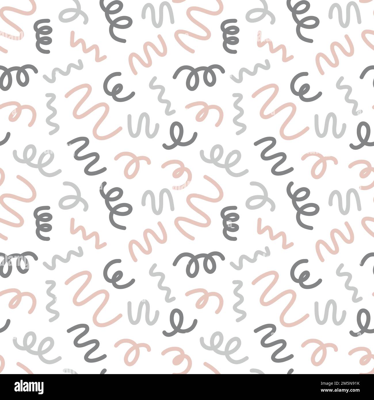 Squiggle shapes. Wavy and swirled brush strokes. Vector seamless ...