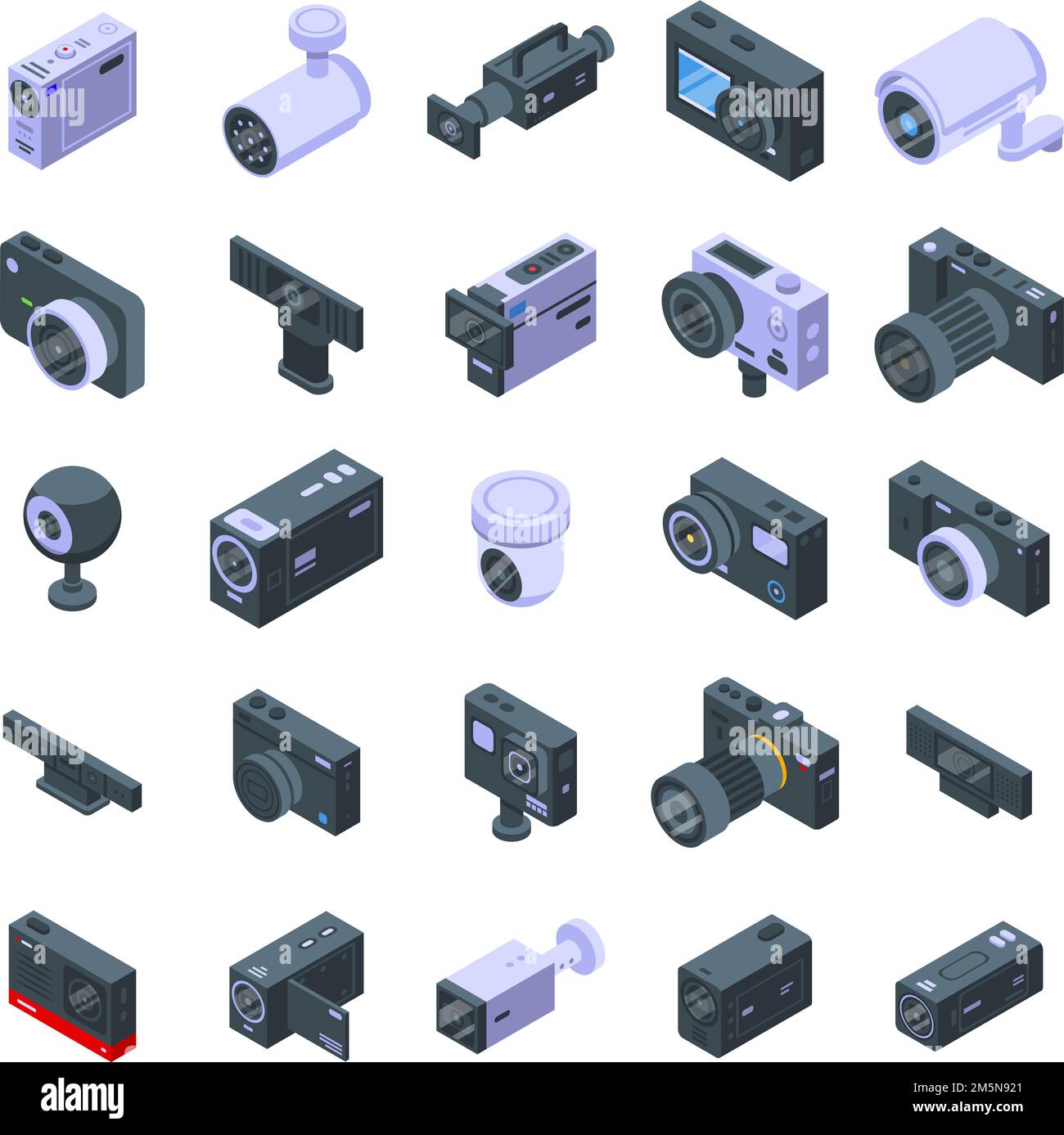 Camcorder icons set. Isometric set of camcorder vector icons for web ...