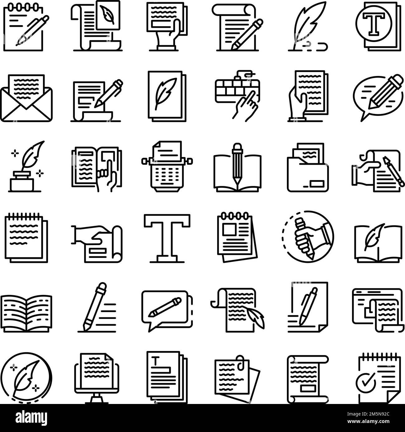 Copywriter icons set. Outline set of copywriter vector icons for web ...