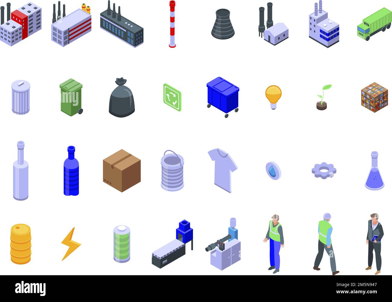 Recycle factory icons set. Isometric set of recycle factory vector ... Recycle factory icons set. Isometric set of recycle factory vector ...