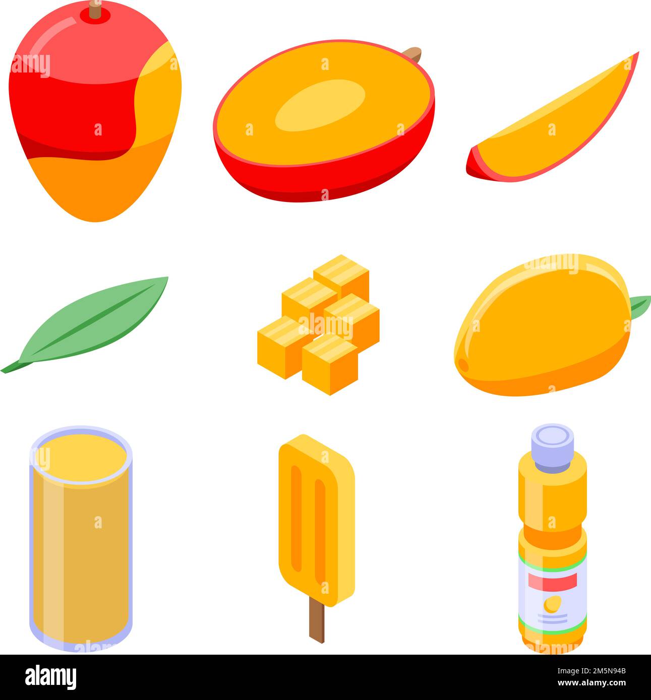 Mango icons set. Isometric set of mango vector icons for web design ...