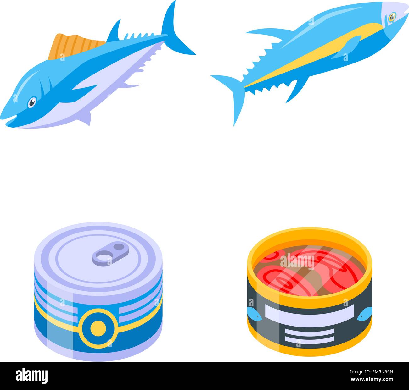 Tuna icons set. Isometric set of tuna vector icons for web design ...