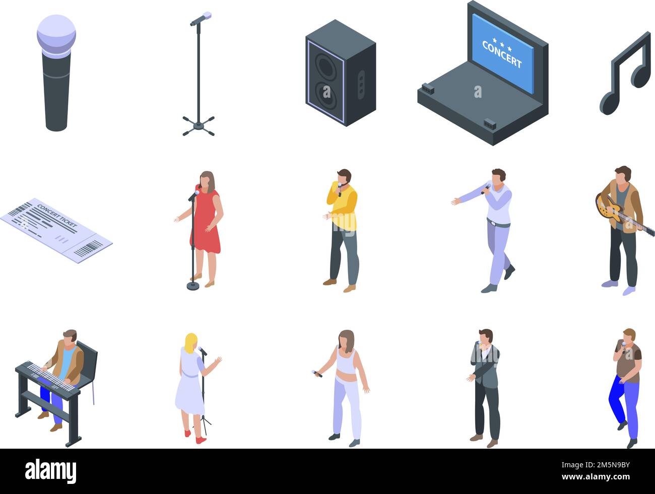Singer icons set. Isometric set of singer vector icons for web design ...