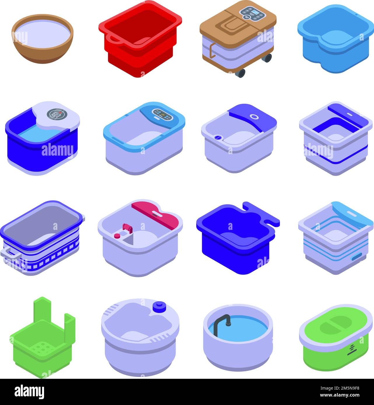 Foot bath icons set. Isometric set of foot bath vector icons for web ...