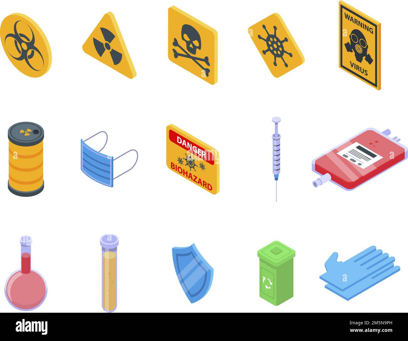 Biohazard icons set. Isometric set of biohazard vector icons for web ...