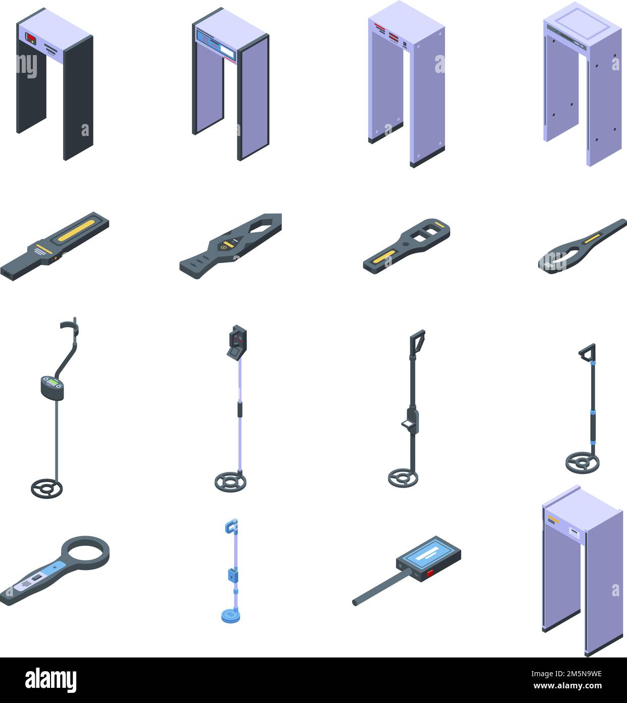 Metal Detector Icons Set Isometric Set Of Metal Detector Vector Icons For Web Design Isolated