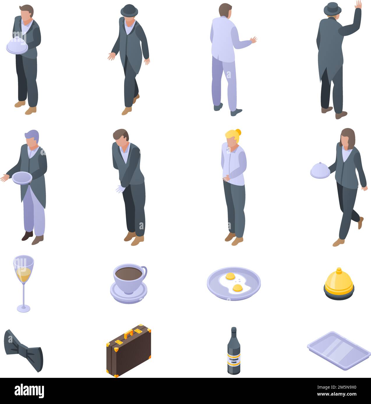 Butler icons set. Isometric set of butler vector icons for web design ...