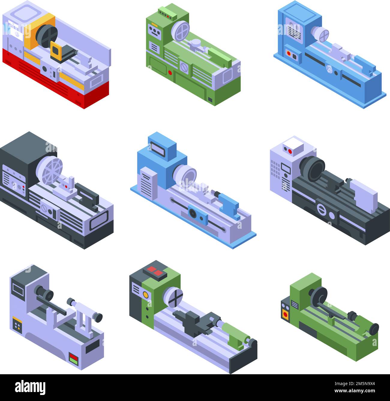 Lathe icons set. Isometric set of lathe vector icons for web design isolated on white background ...