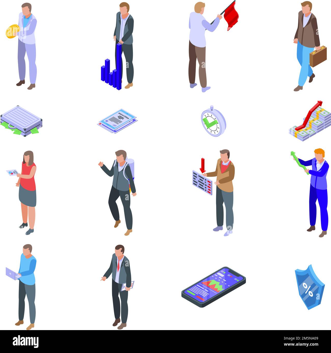 Shareholder icons set. Isometric set of shareholder vector icons for ...