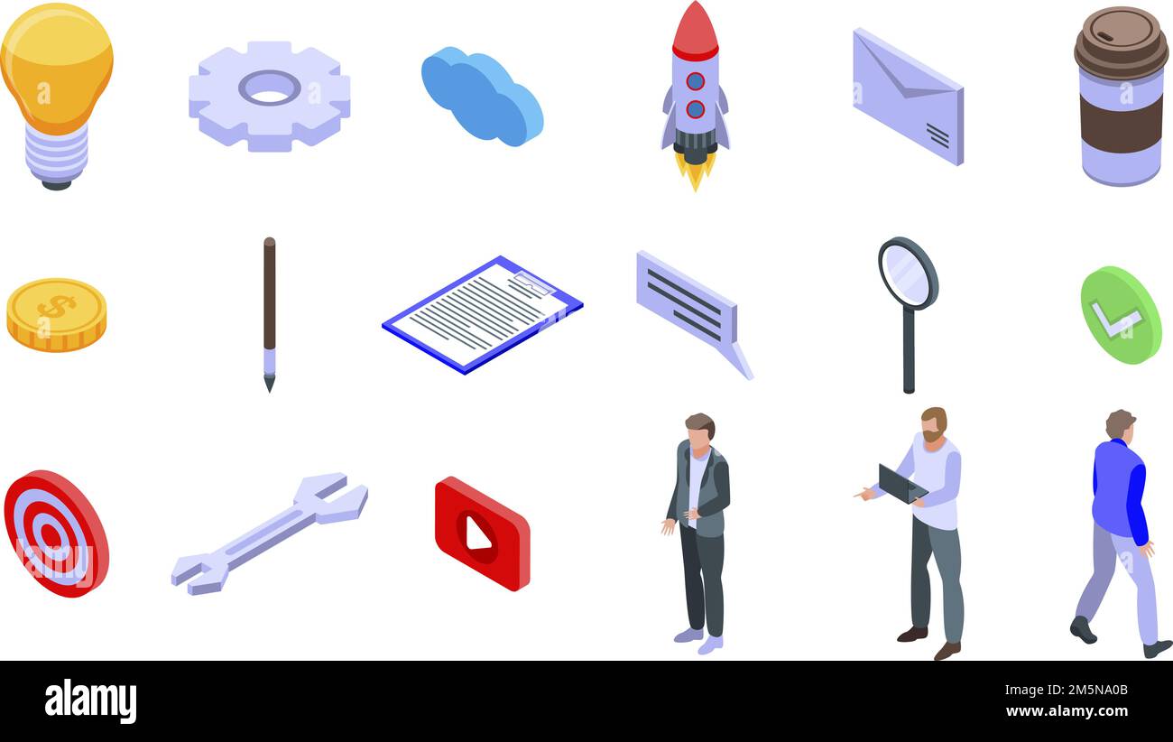 Product manager icons set. Isometric set of product manager vector icons for web design isolated ...