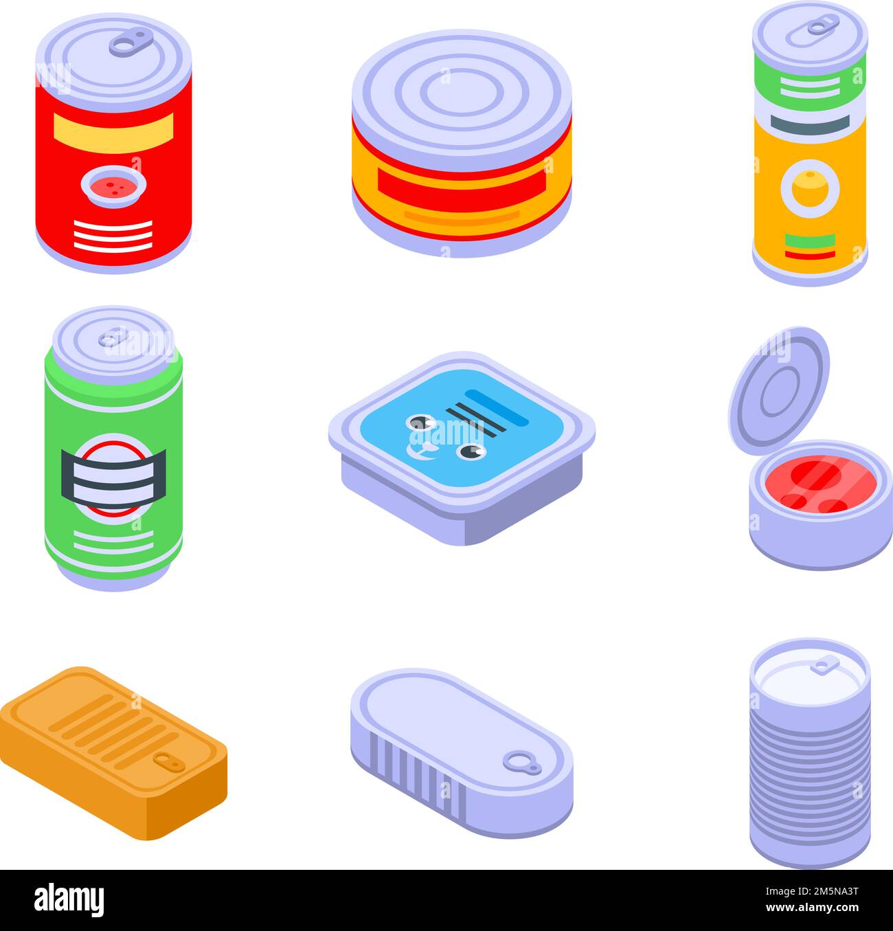Tin can icons set. Isometric set of tin can vector icons for web design ...