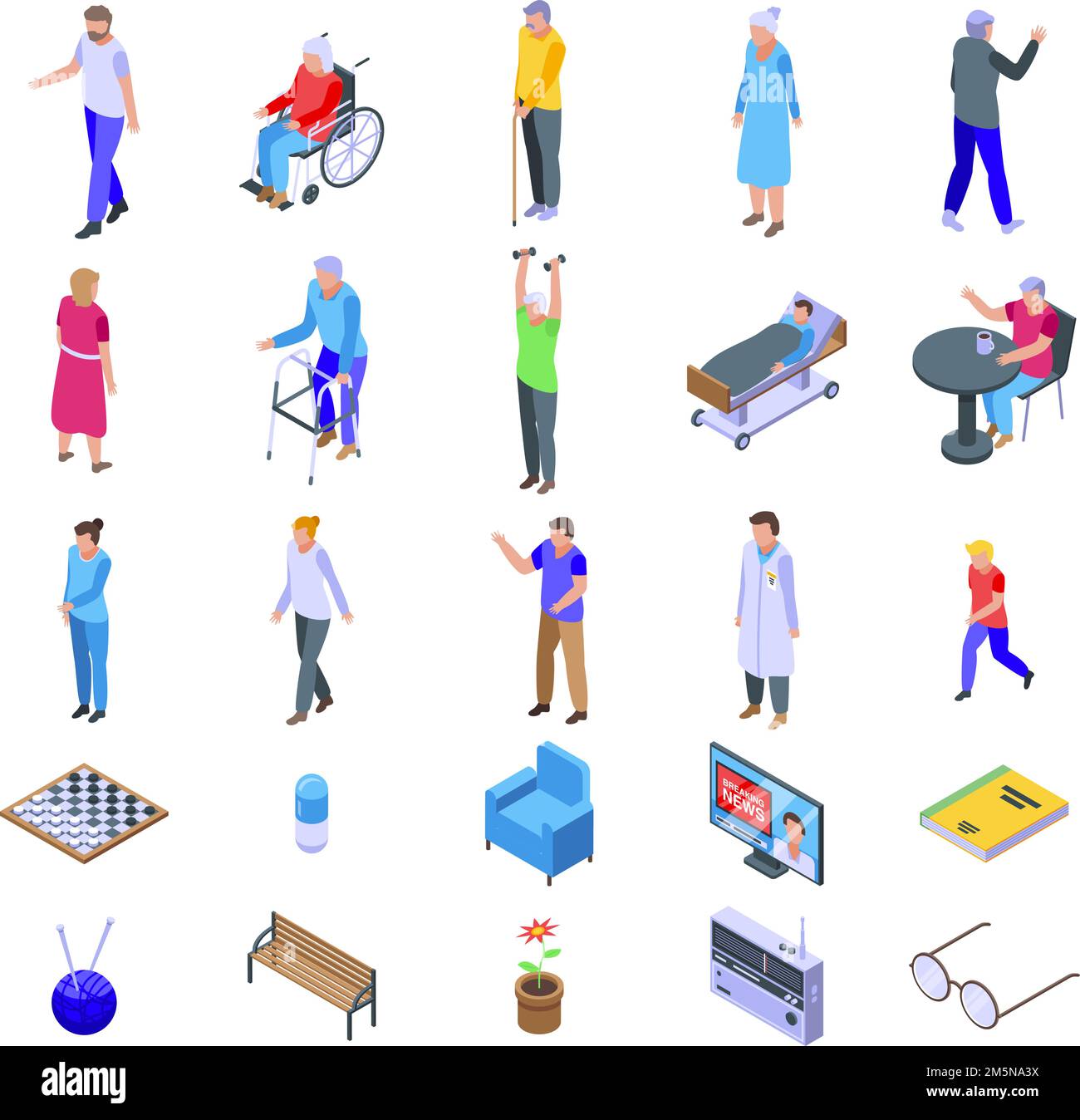 Nursing home icons set. Isometric set of nursing home vector icons for ... Nursing home icons set. Isometric set of nursing home vector icons for ...