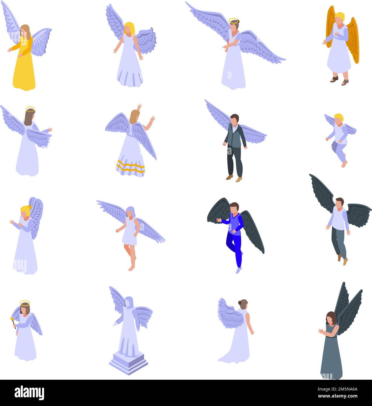 Angel icons set. Isometric set of angel vector icons for web design ...