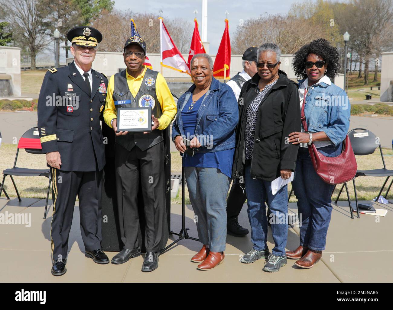 Retired Sgt. Gregory Miley receives an award from the Vietnam Veterans ...