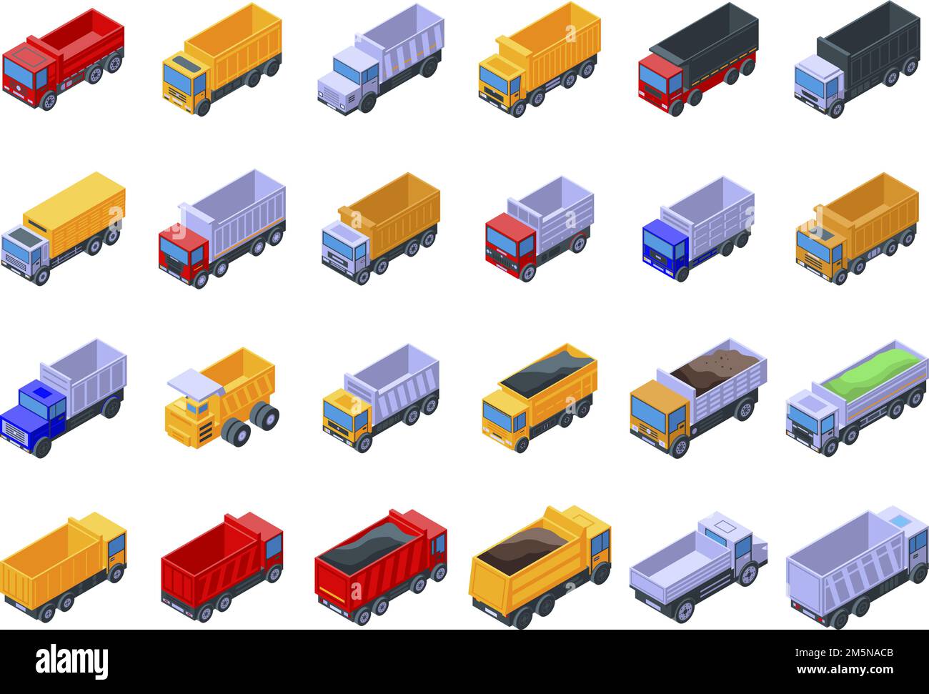 Tipper icons set. Isometric set of tipper vector icons for web design ...