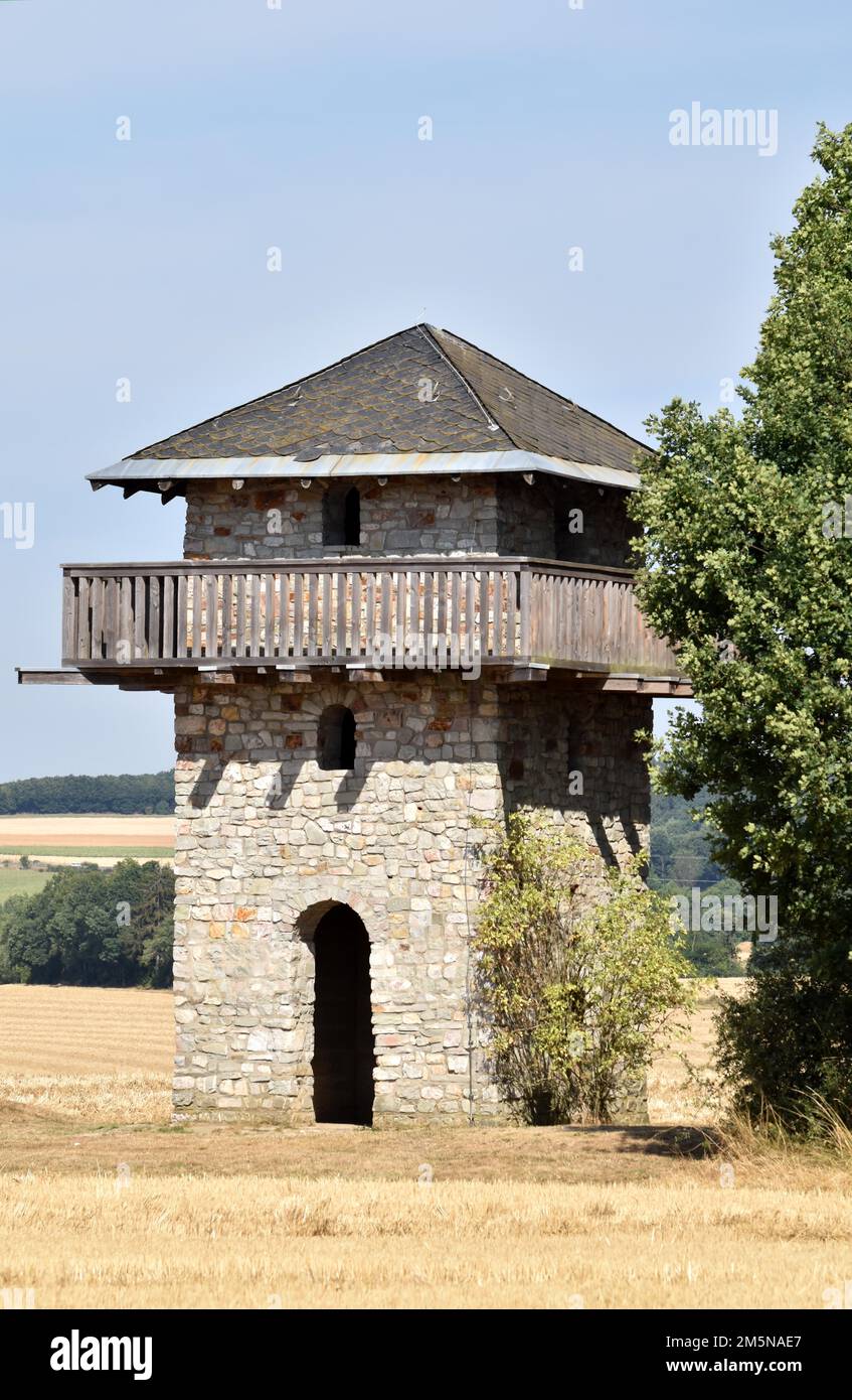 Reconstructed Roman watchtower on the Ausonius Road near the village of ...