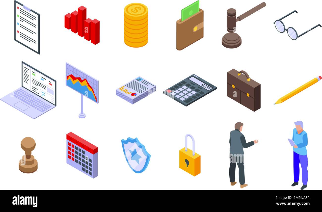 Audit icons set. Isometric set of audit vector icons for web design ...