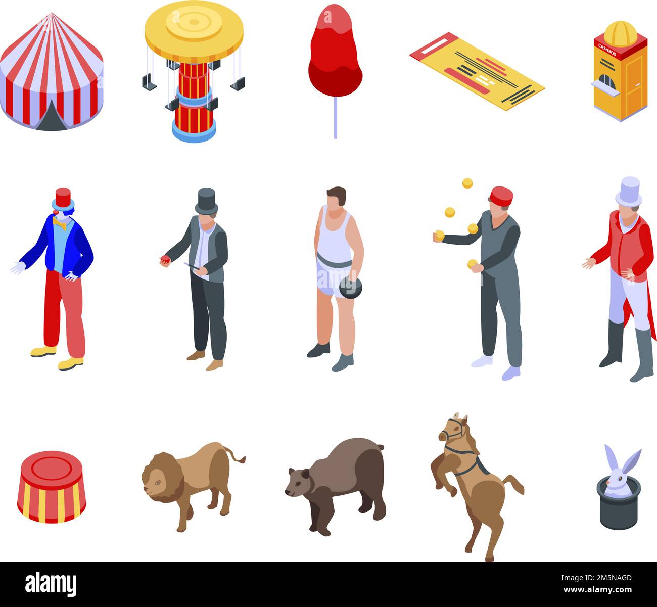 Circus icons set. Isometric set of circus vector icons for web design ...