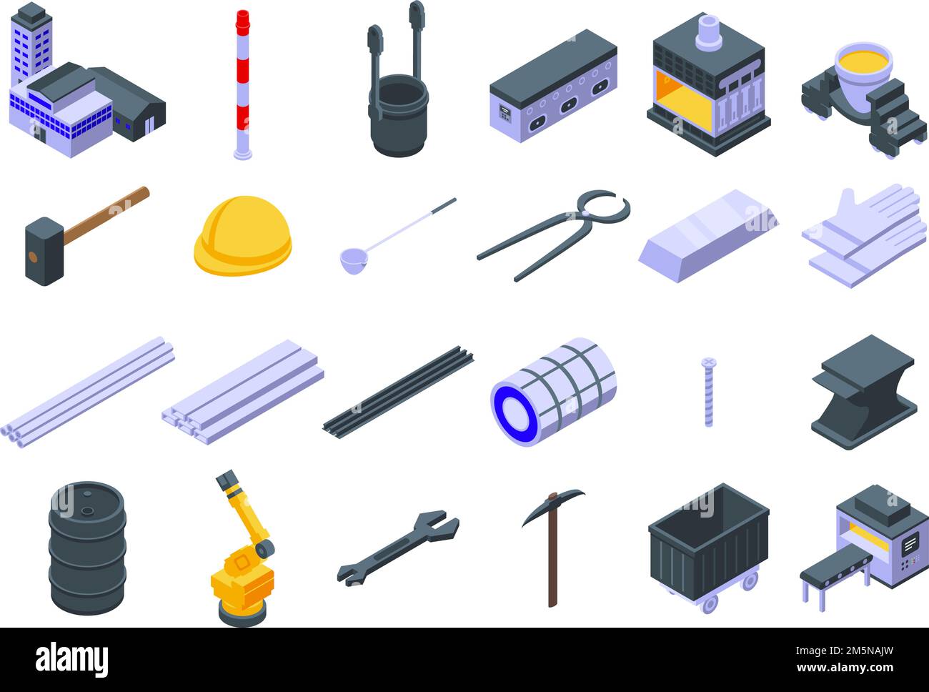 Metallurgy icons set. Isometric set of metallurgy vector icons for web design isolated on white ...