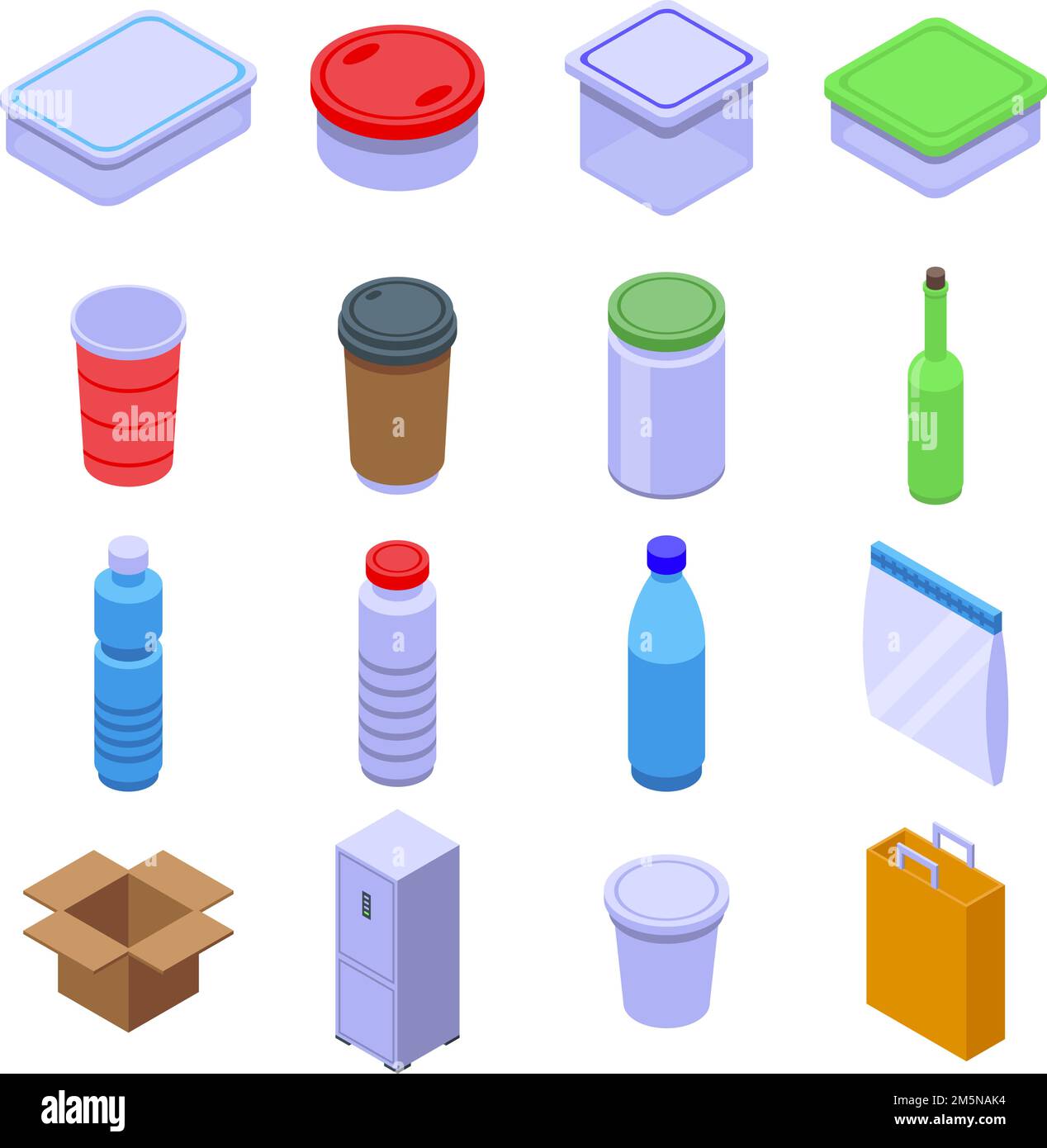 Food storage icons set. Isometric set of food storage vector icons for ...