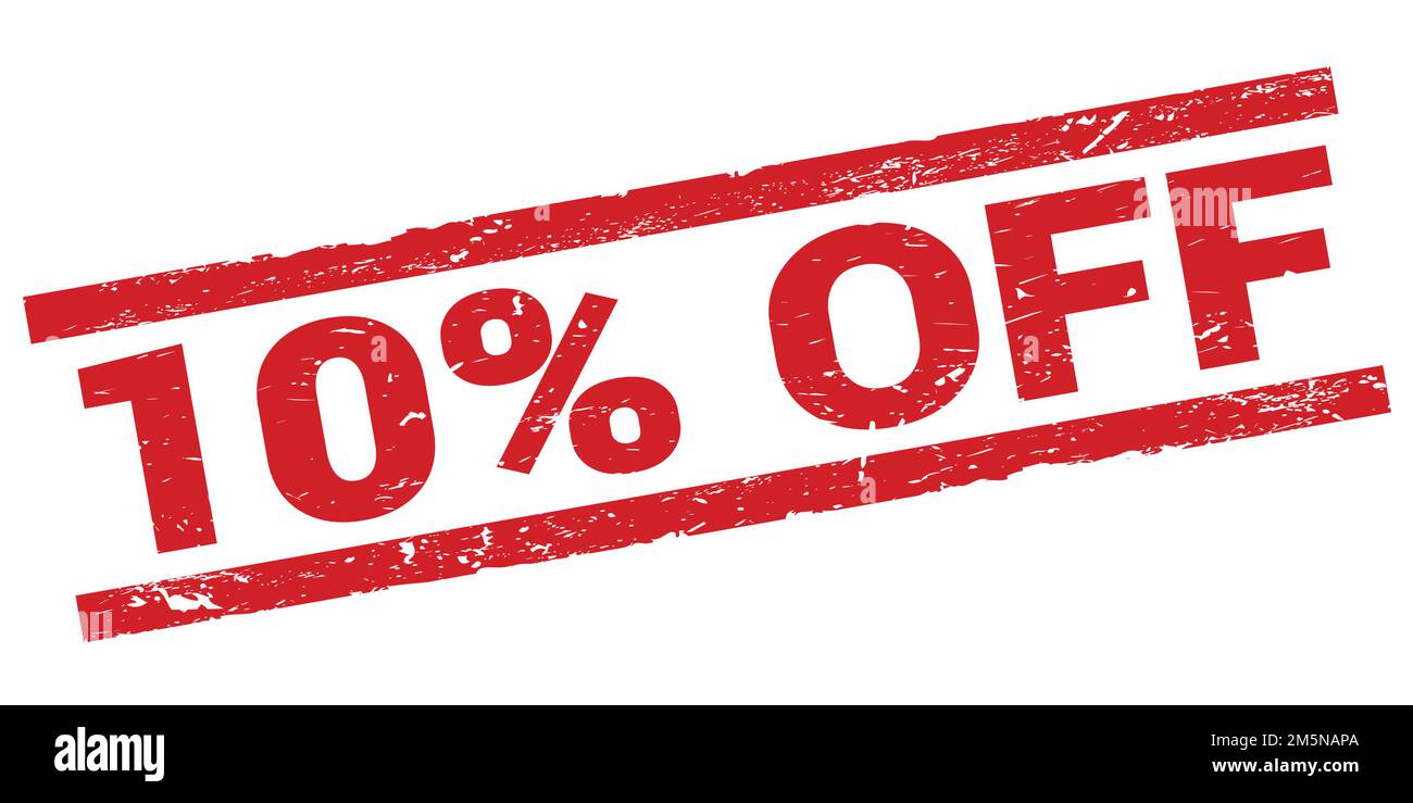 10% OFF text written on red rectangle stamp sign Stock Photo - Alamy