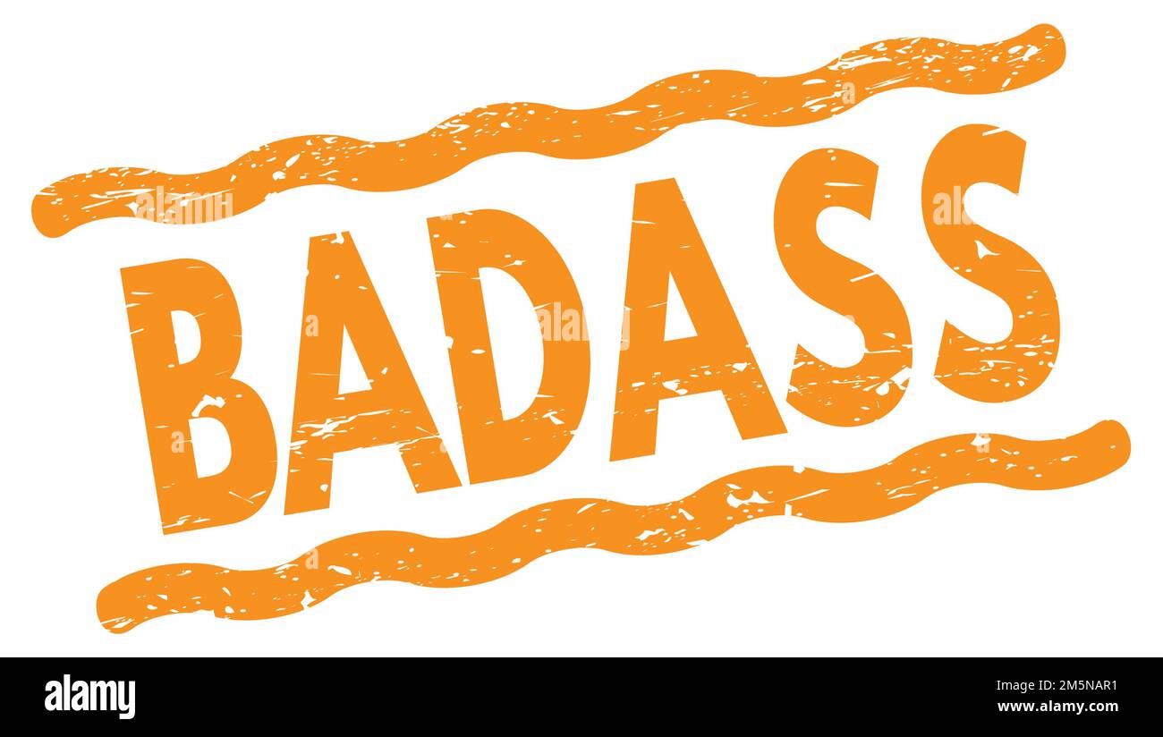 BADASS text written on orange lines stamp sign Stock Photo - Alamy