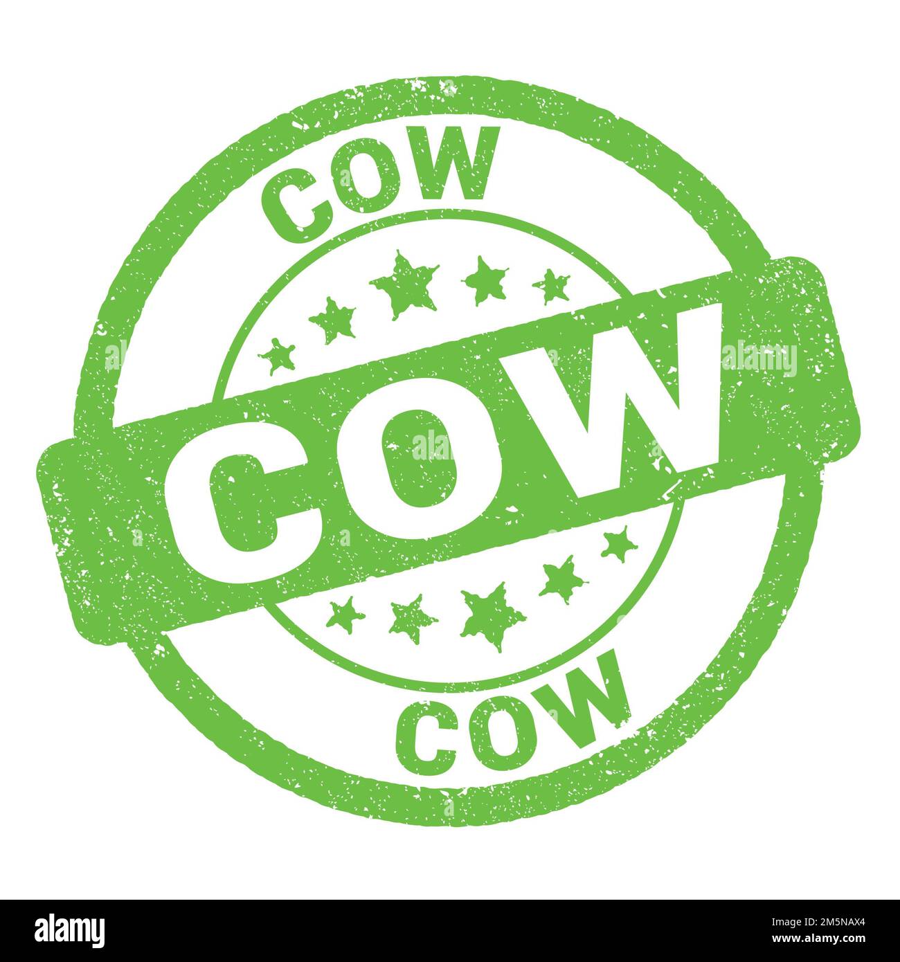 COW text written on green grungy stamp sign Stock Photo - Alamy