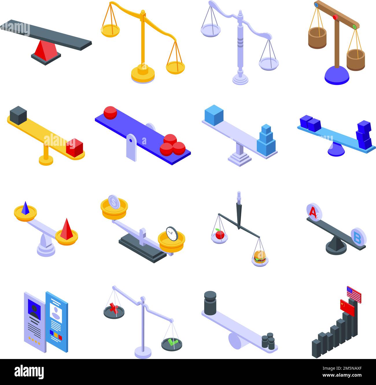 Comparison icons set. Isometric set of comparison vector icons for web ...