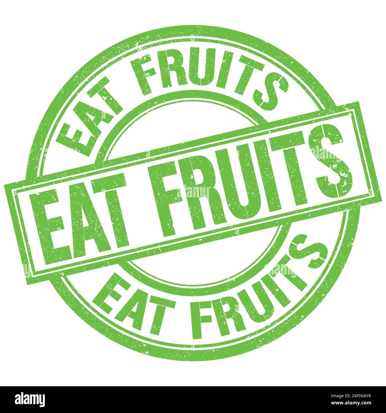 EAT FRUITS text written word on green round stamp sign Stock Photo - Alamy
