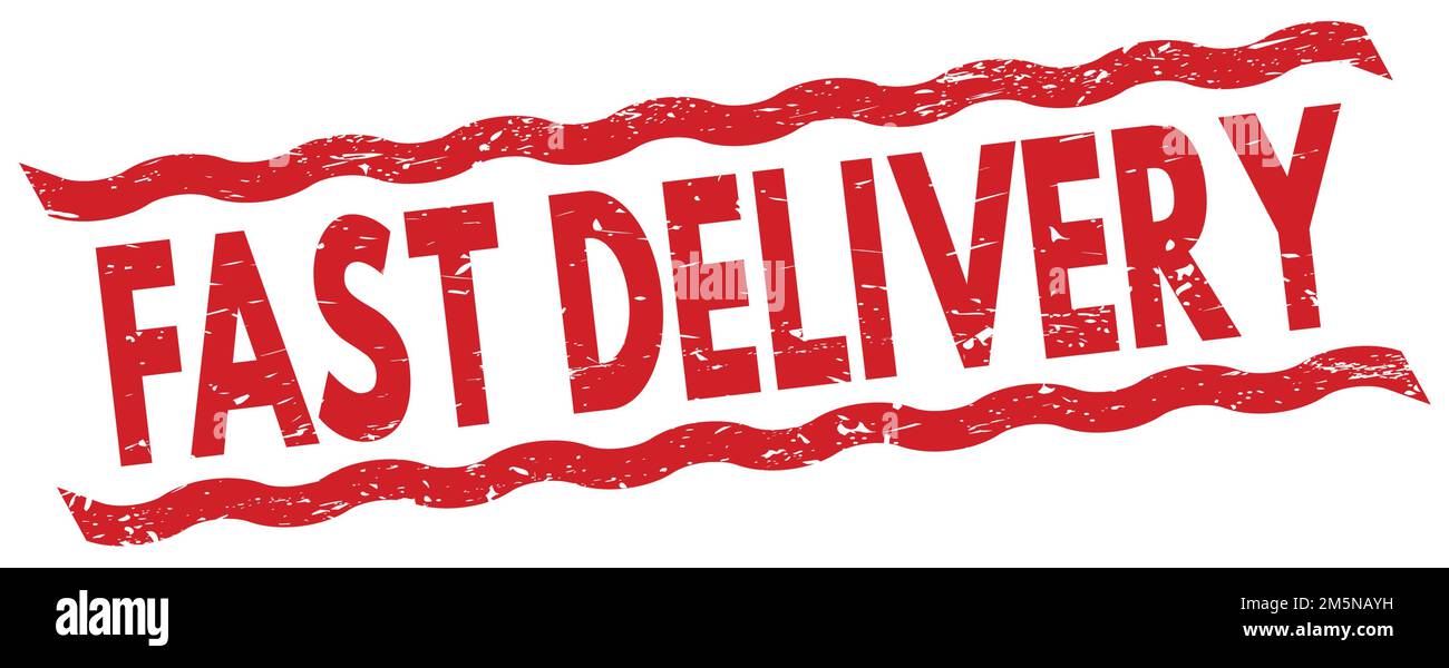 FAST DELIVERY text written on red lines stamp sign Stock Photo - Alamy