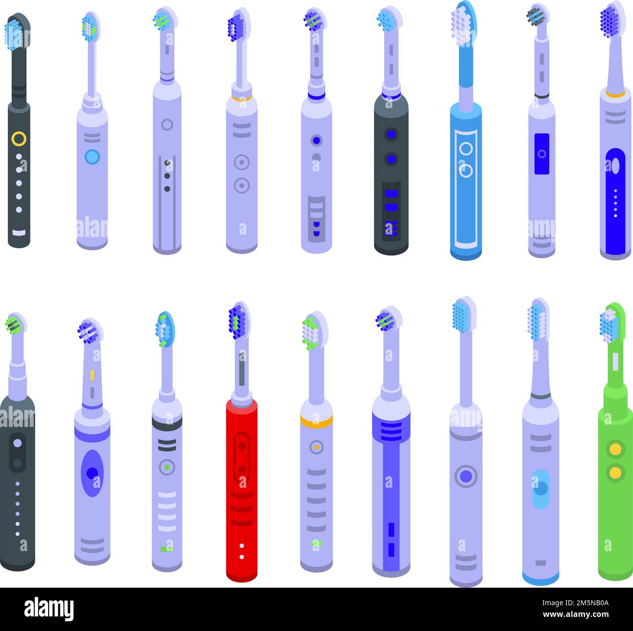 Electric toothbrush icons set. Isometric set of electric toothbrush ...
