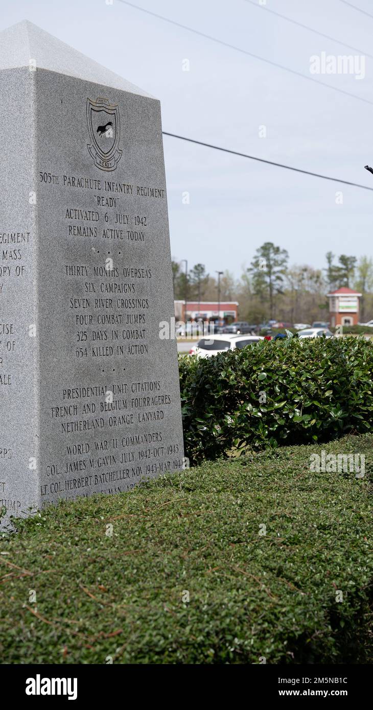 A monument commemorates the first mass parachute jump in Lugoff, South ...