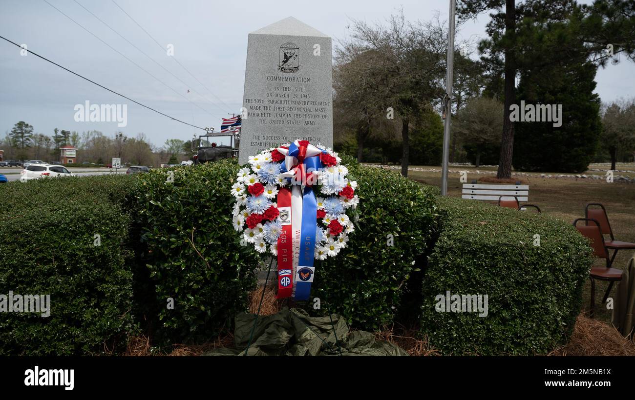 A monument commemorates the first mass parachute jump in Lugoff, South ...